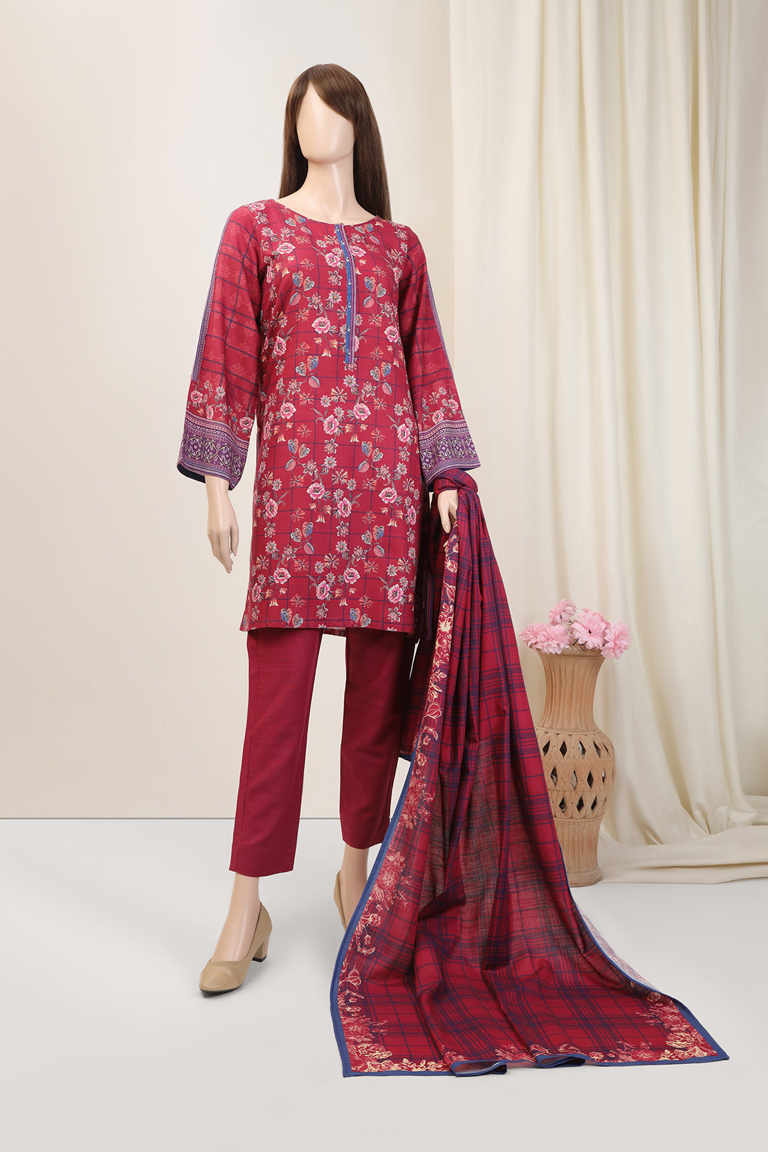 Printed Khaddar Stitched 3 Piece – Saya
