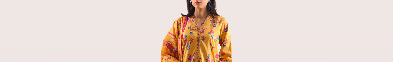 Lawn 3-Piece Unstitched Printed & Embroirdered - YELLOW – SAYA