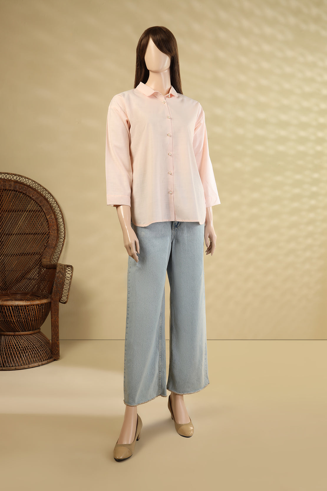 Solid Polyester Stitched Shirt – Saya