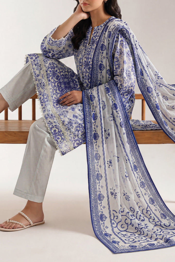 Unstitched Printed Warm Cotton 3 Piece – SAYA