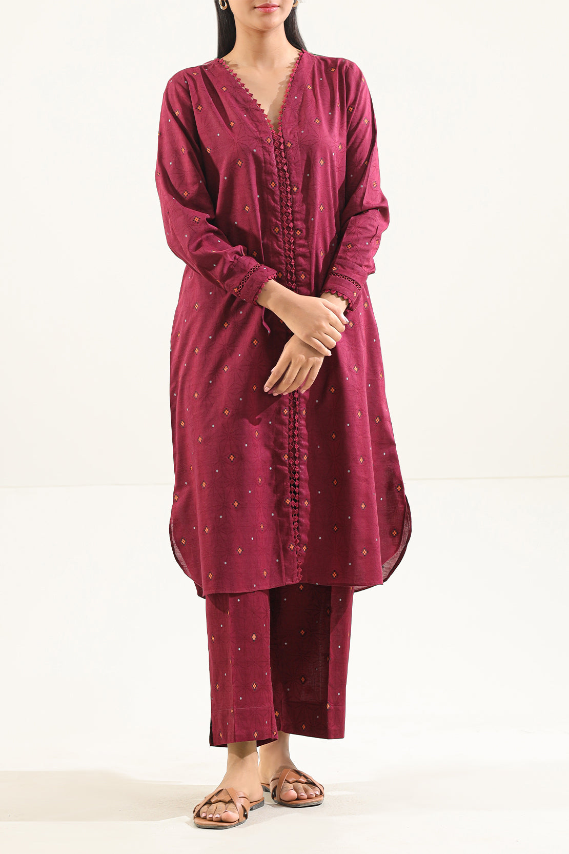 Stitched Cotton Jacquard Suit –(2PC Or Shirt) – SAYA