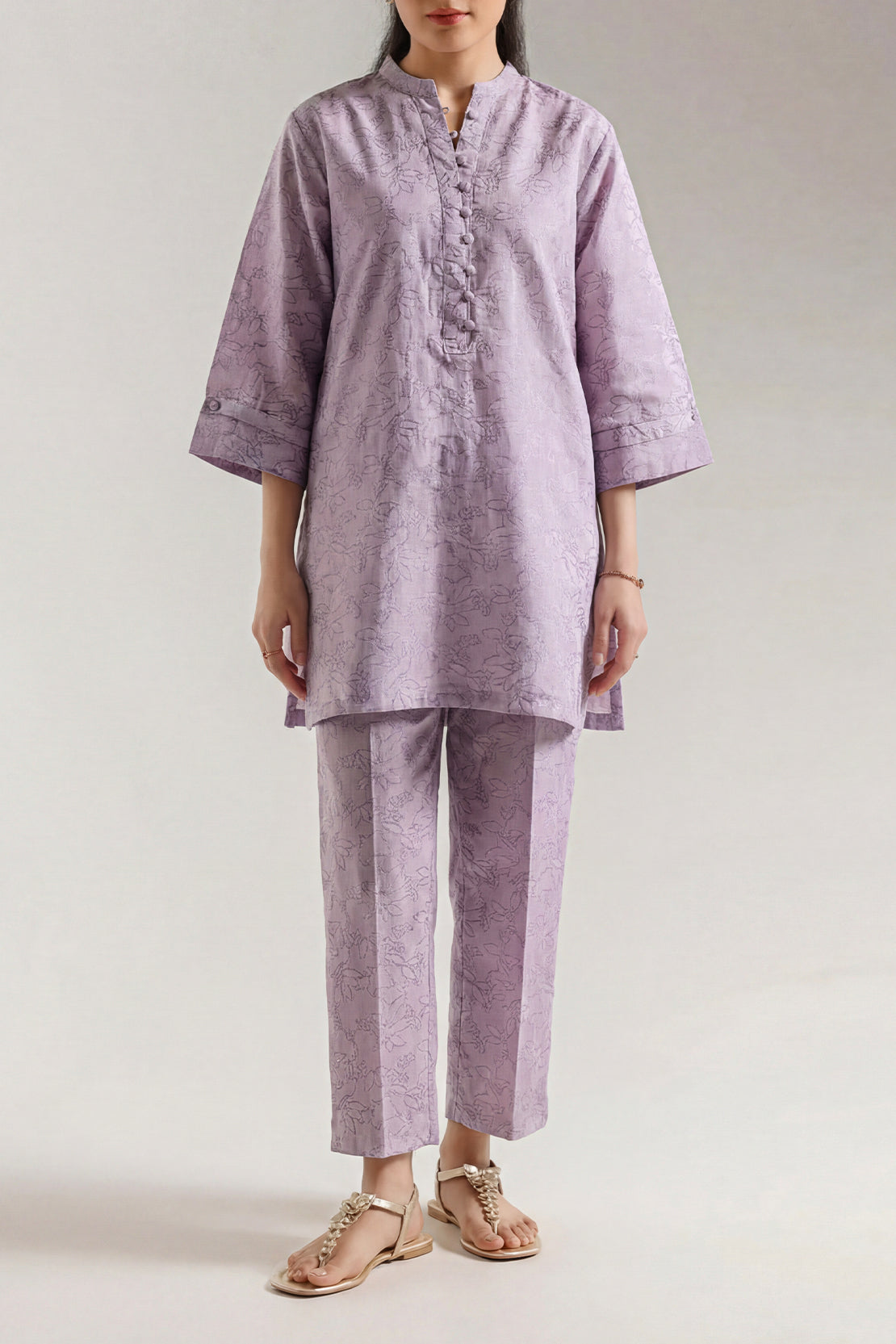 Stitched Cotton Jacquard Suit – (2PC Or Shirt) – SAYA