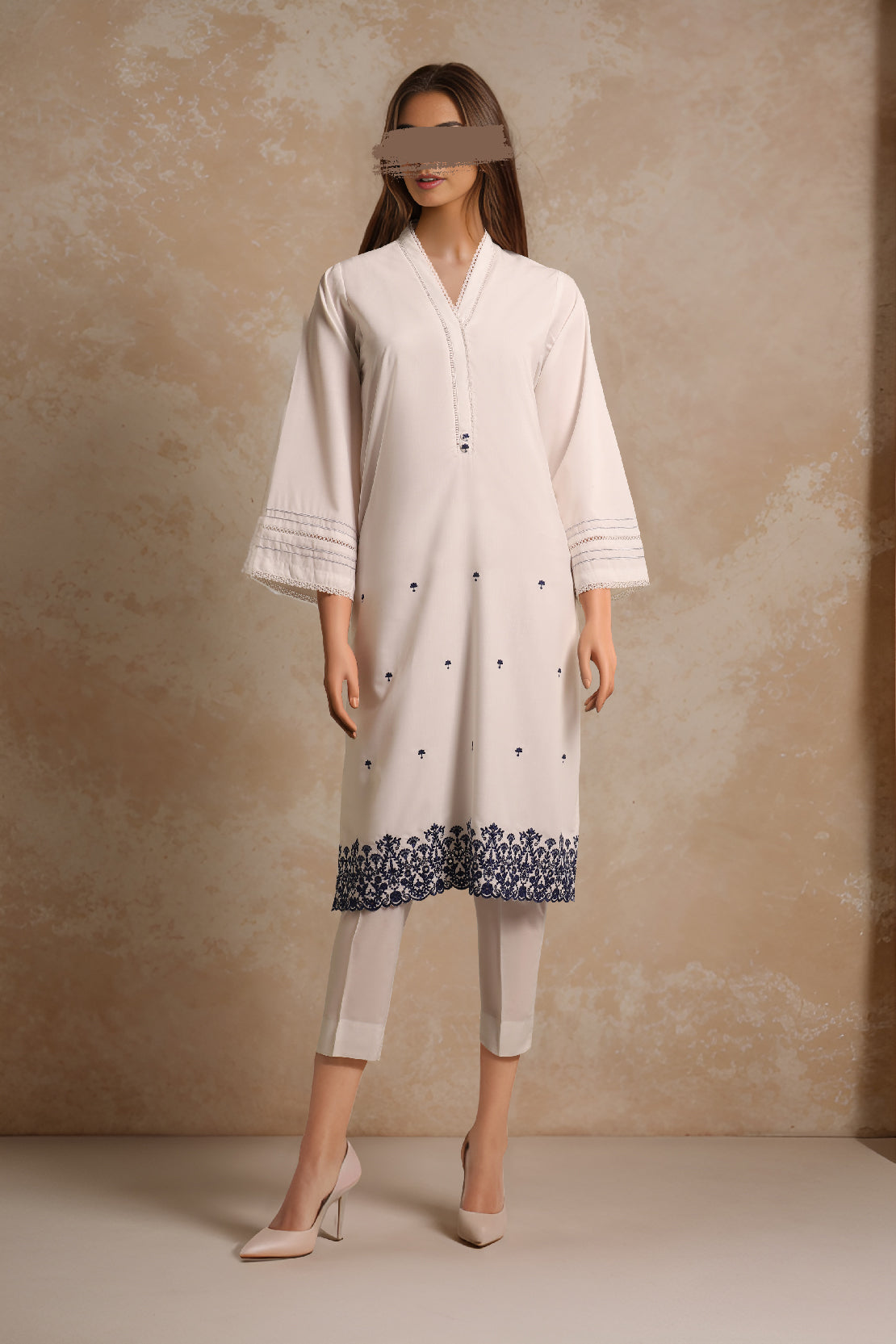 Blended Solid Embroidered Stitched Shirt – SAYA