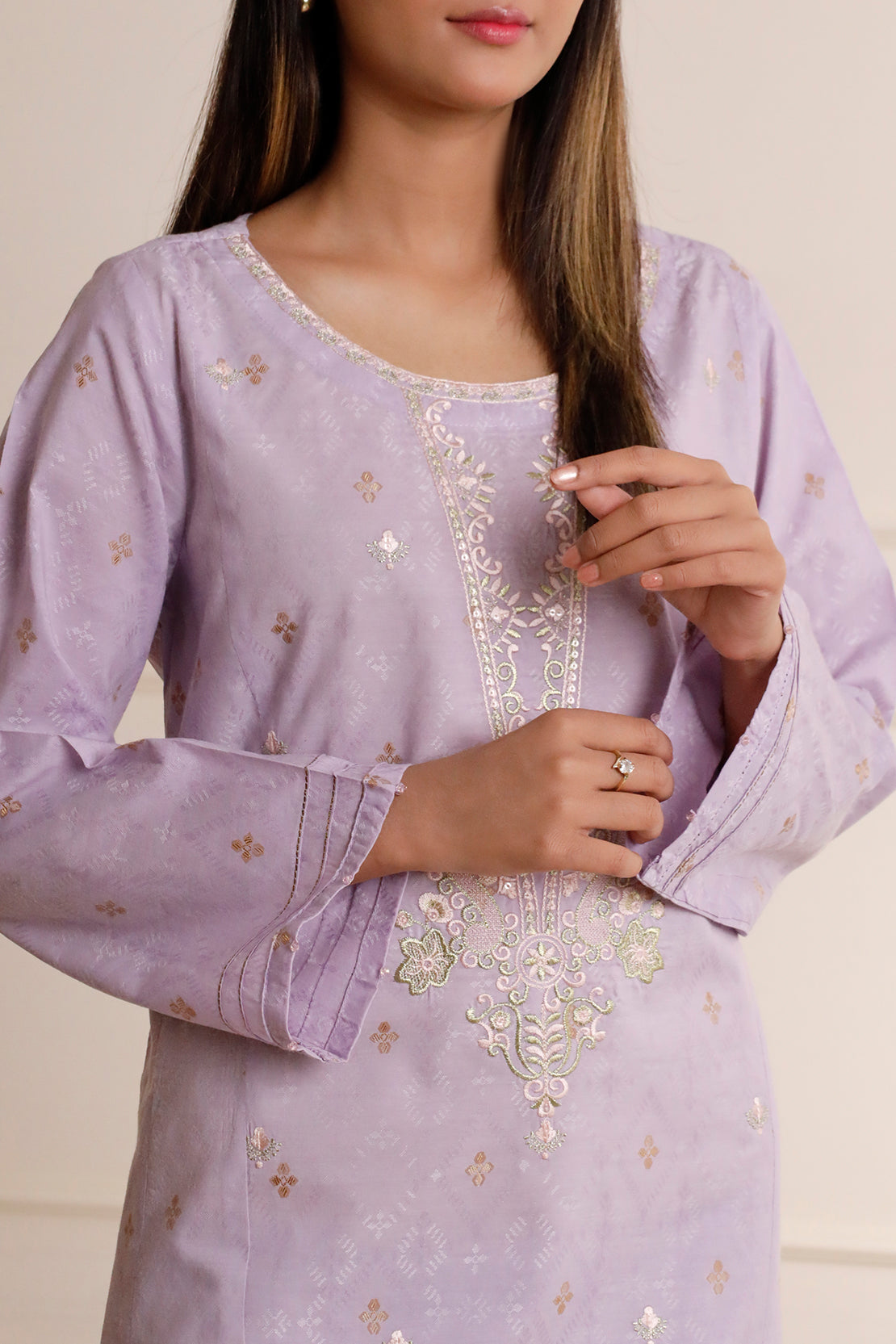 Embroidered Jacquard Cotton Stitched Shirt – SAYA