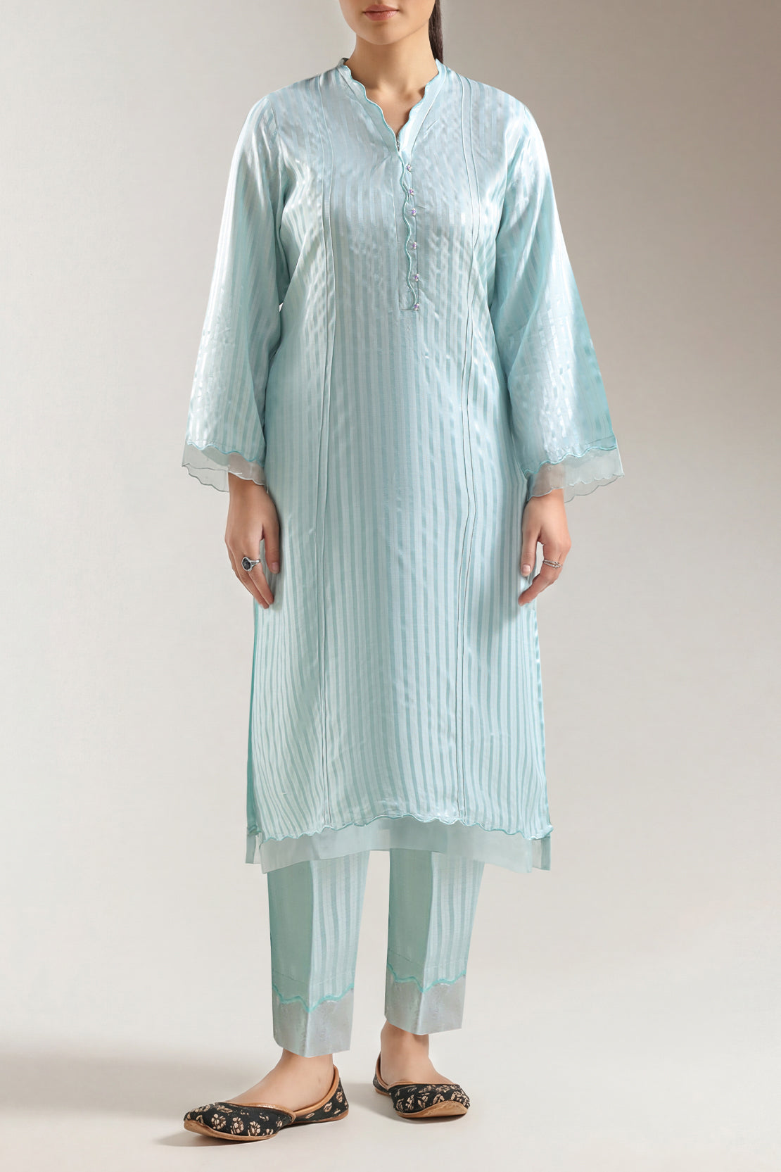 Stitched Zari Mesuri Suit – Luxury Pret (2PC Or Shirt) – SAYA