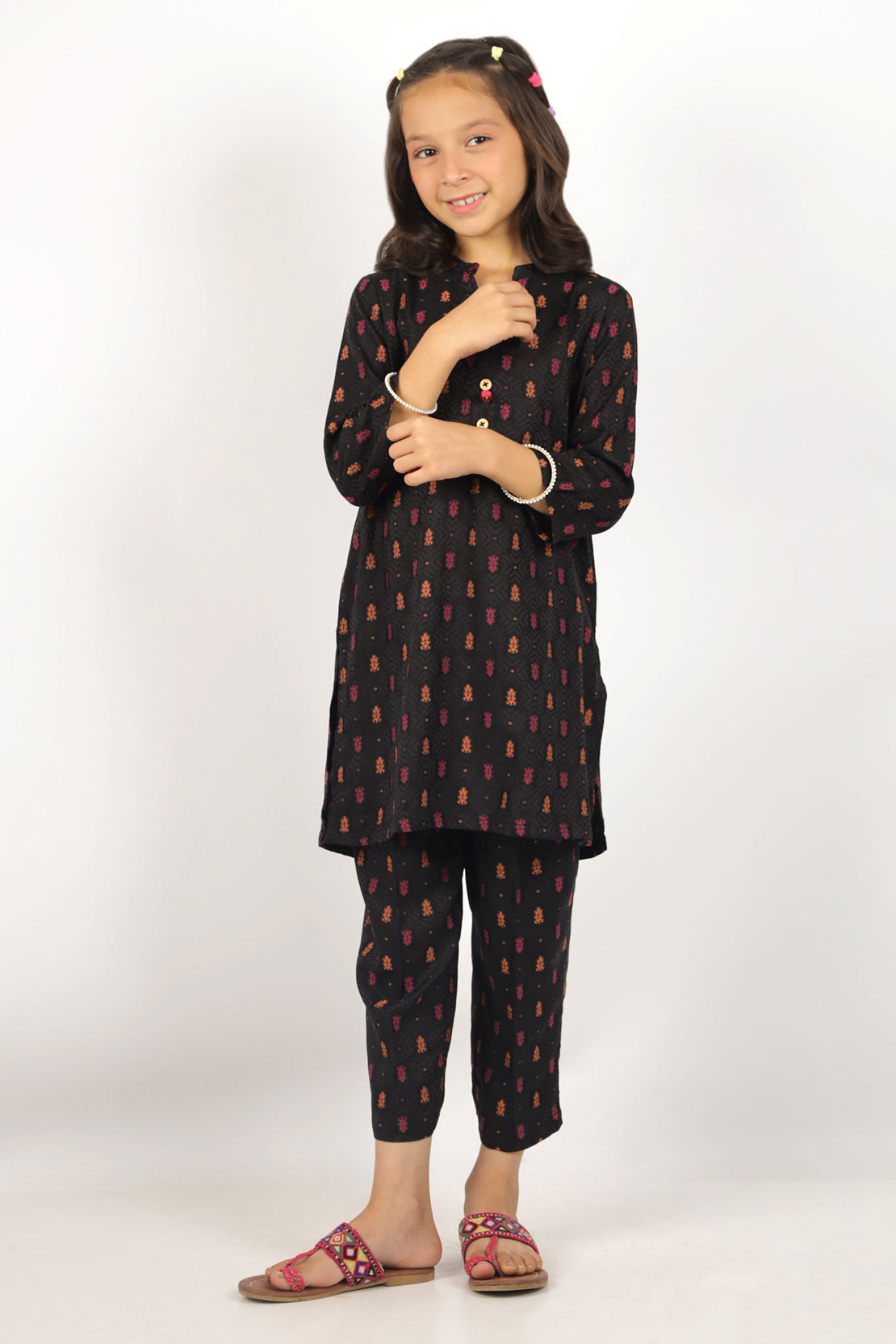 Stitched Cotton Jacquard Shirt/trouser For Kids – Saya