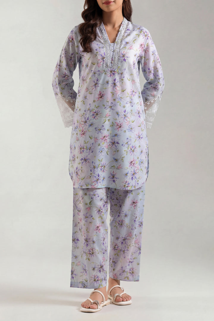 Stitched Silk Touch Suit – Printed Embroidered ( 2PC Or Shirt ) – SAYA