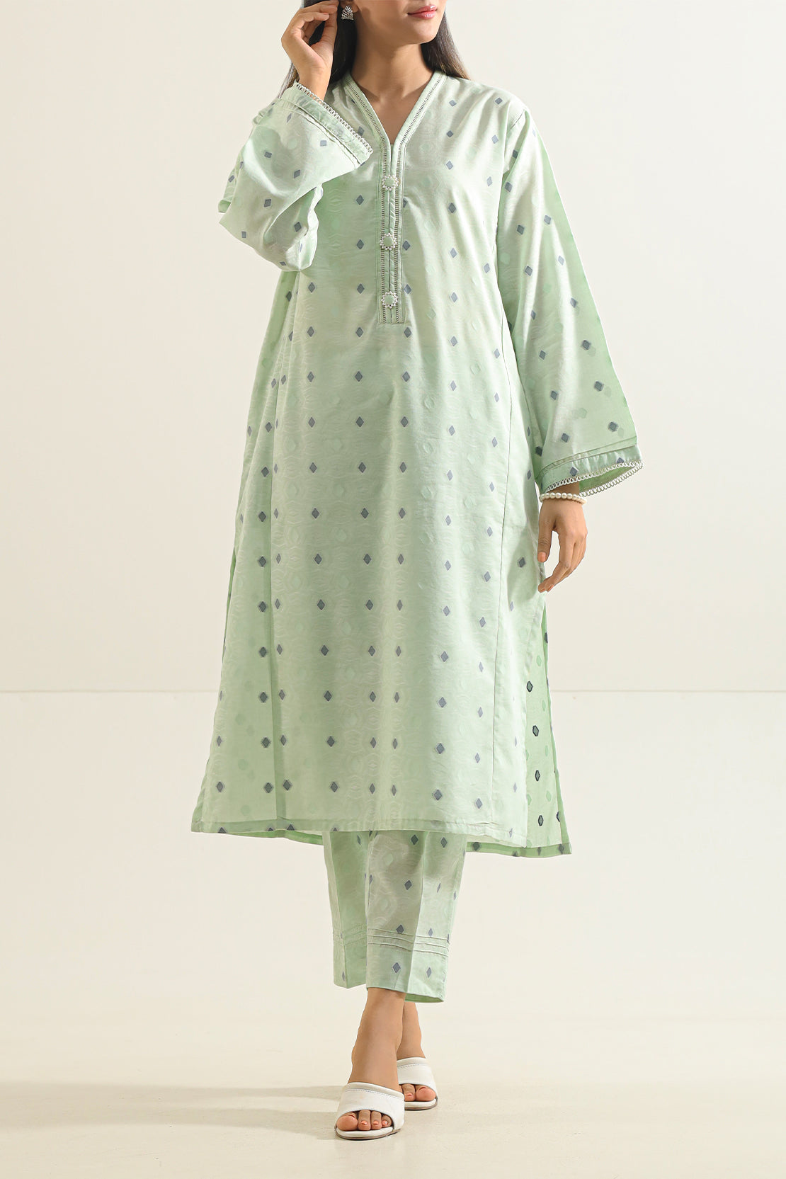 Stitched Cotton Jacquard Suit (2PC Or Shirt) – SAYA