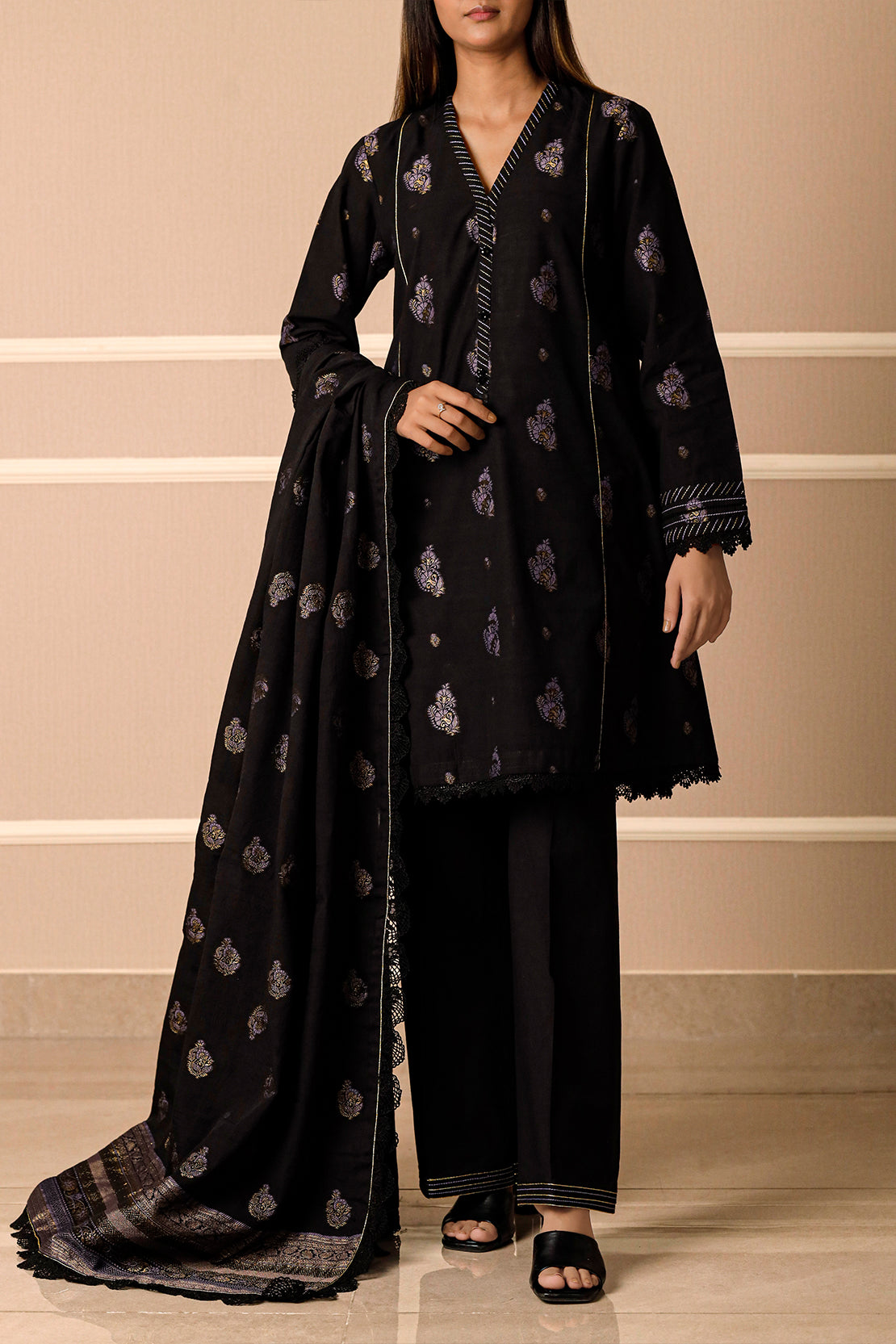 Unstitched Jacquard Cotton 3 Piece – SAYA