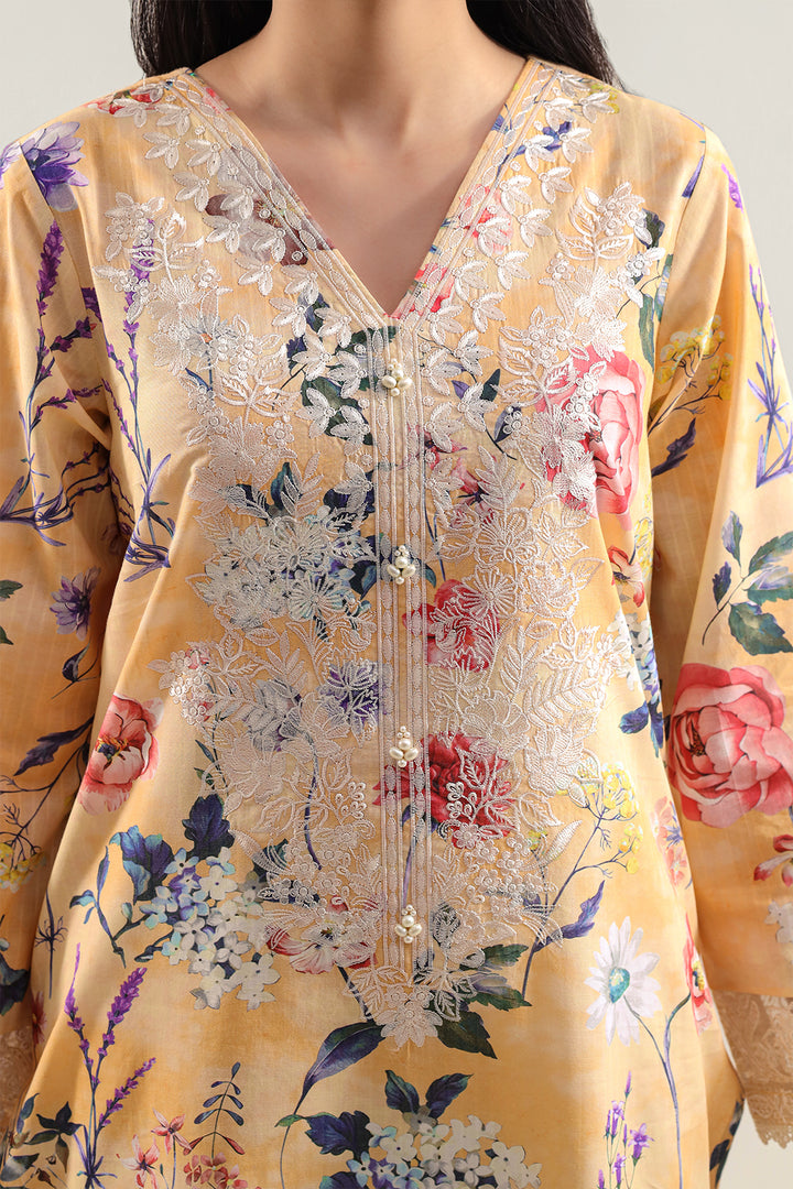 Unstitched Printed Embroidered Strip Lawn 3 Piece With Chiffon Dupatta ...