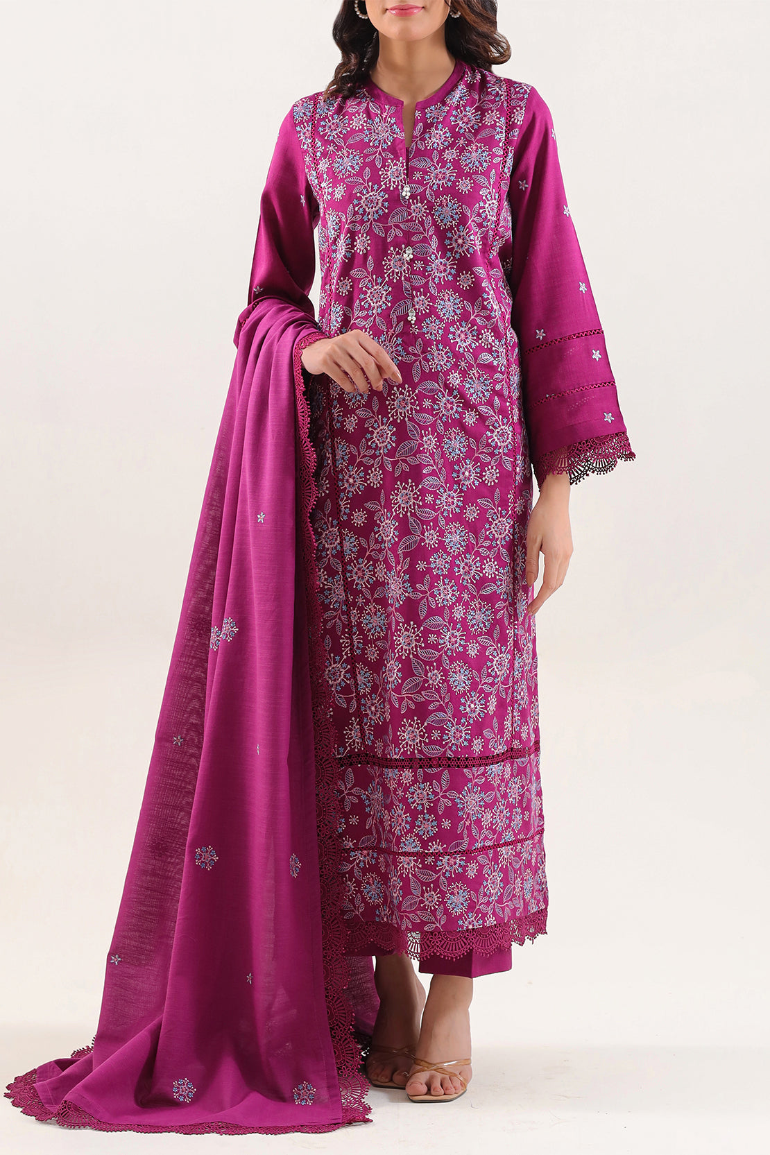 Unstitched Solid Embroidered Cross Hatch 3 Piece – SAYA