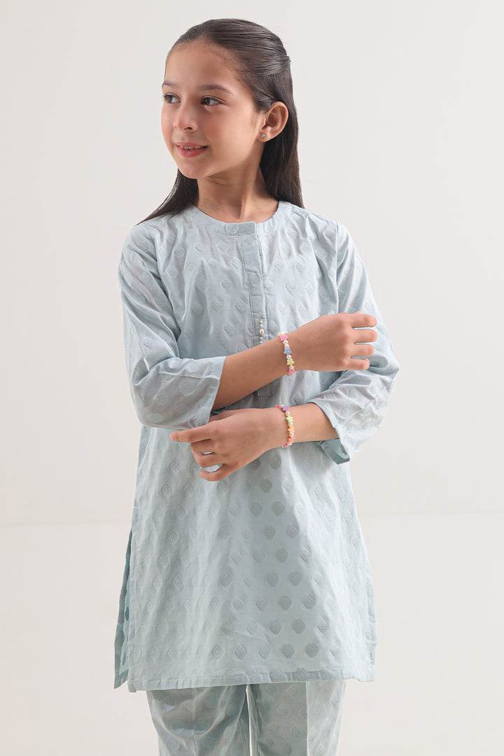 Stitched Cotton Jacquard Shirt/Trouser For Kids – SAYA