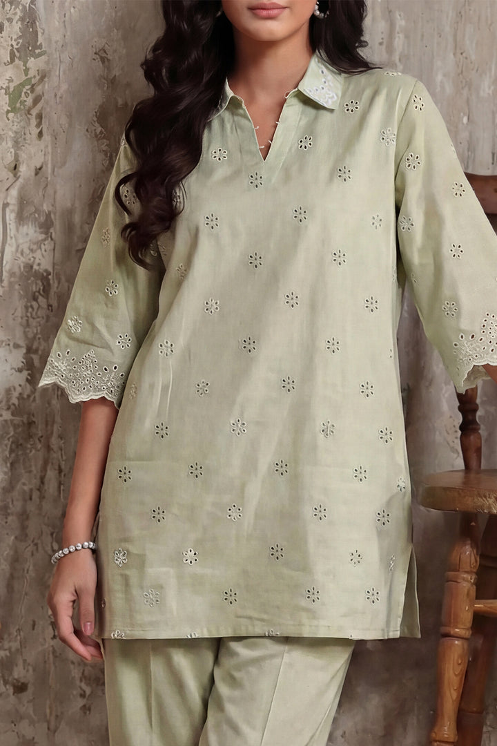 Solid Embroidered Cambric Stitched 2 Piece (Shirt/Trouser) – SAYA