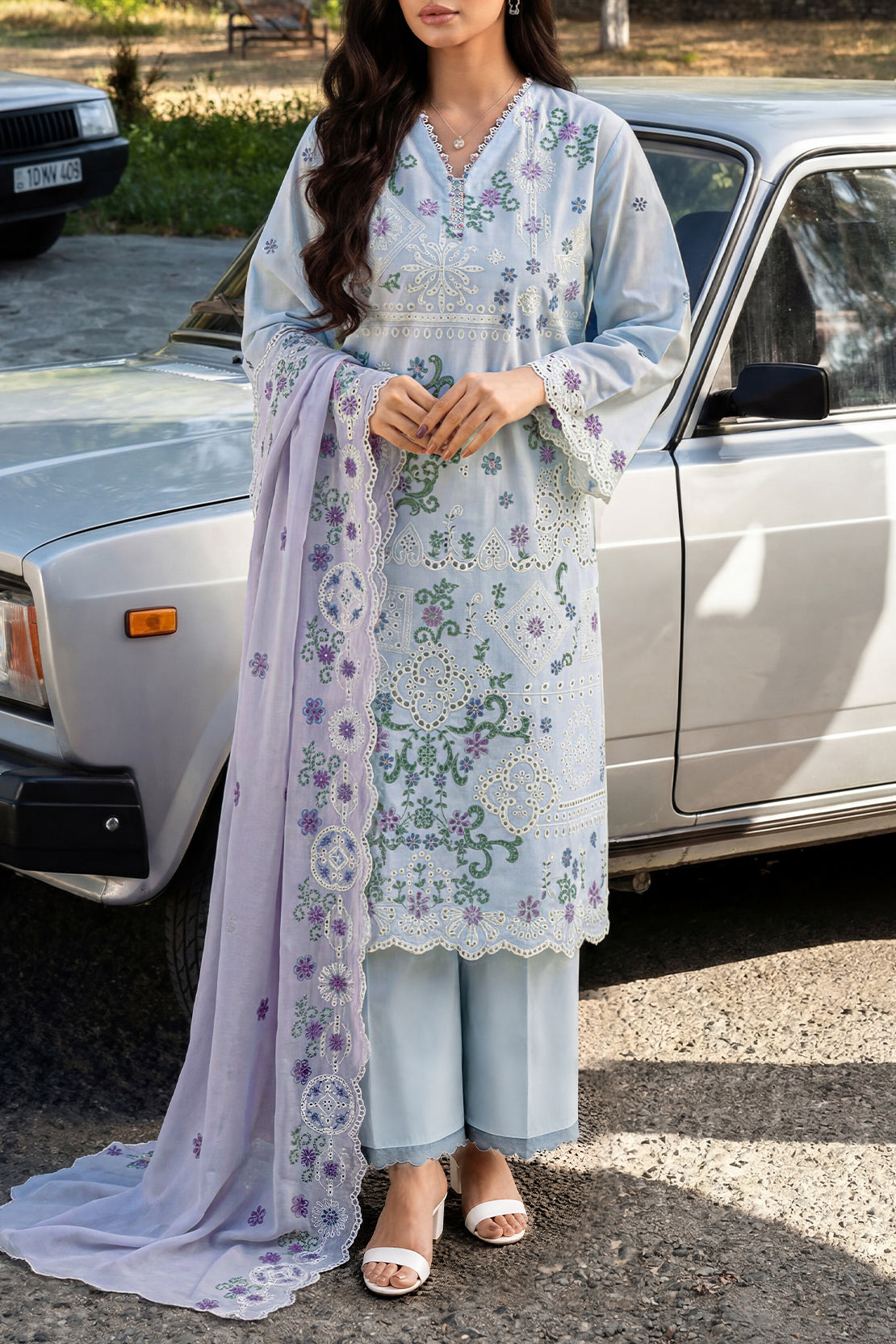 Stitched Lawn Suit – Solid Embroidered (3PC Or 2PC) – SAYA