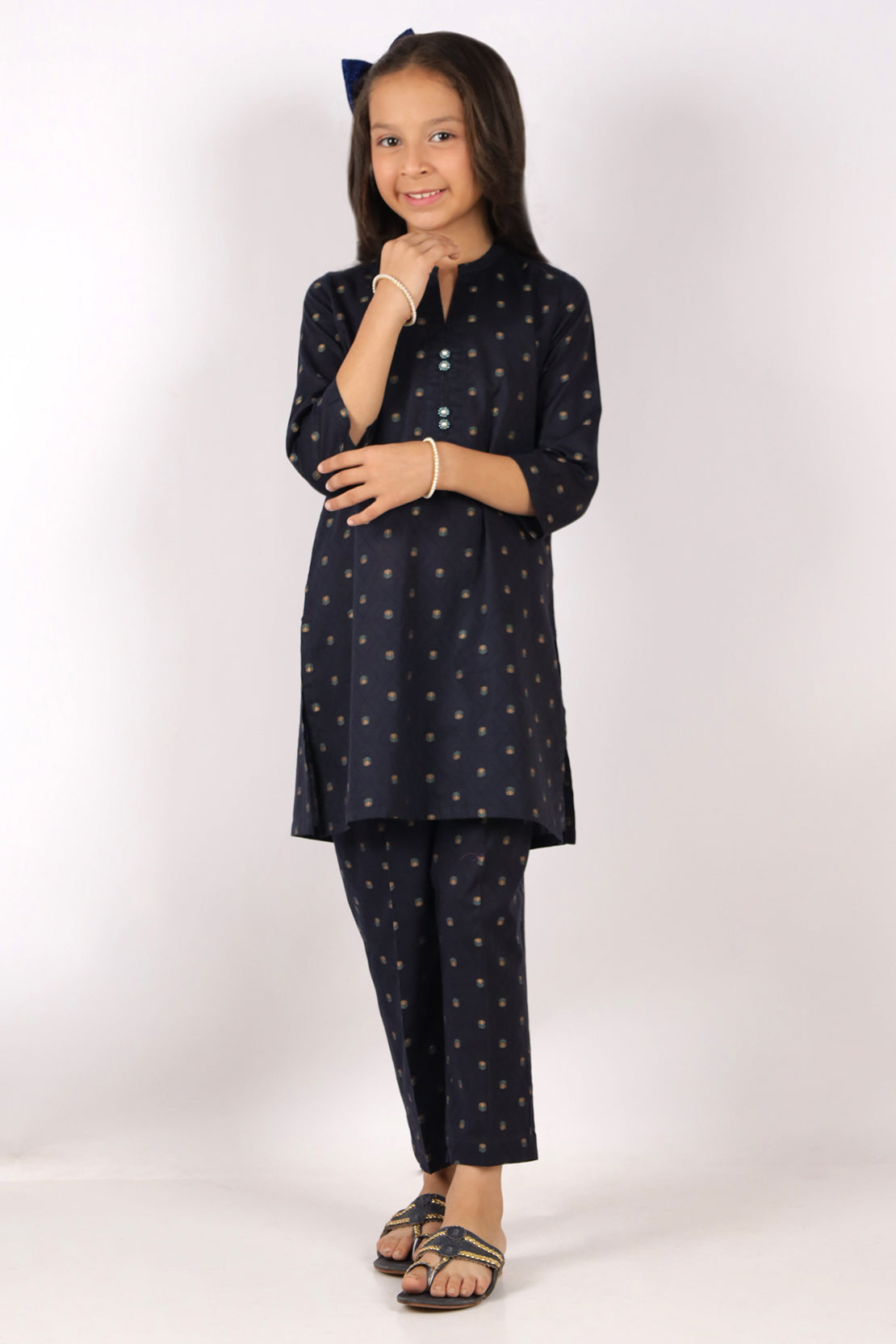 Stitched Cotton Jacquard Shirt/Trouser For Kids – SAYA