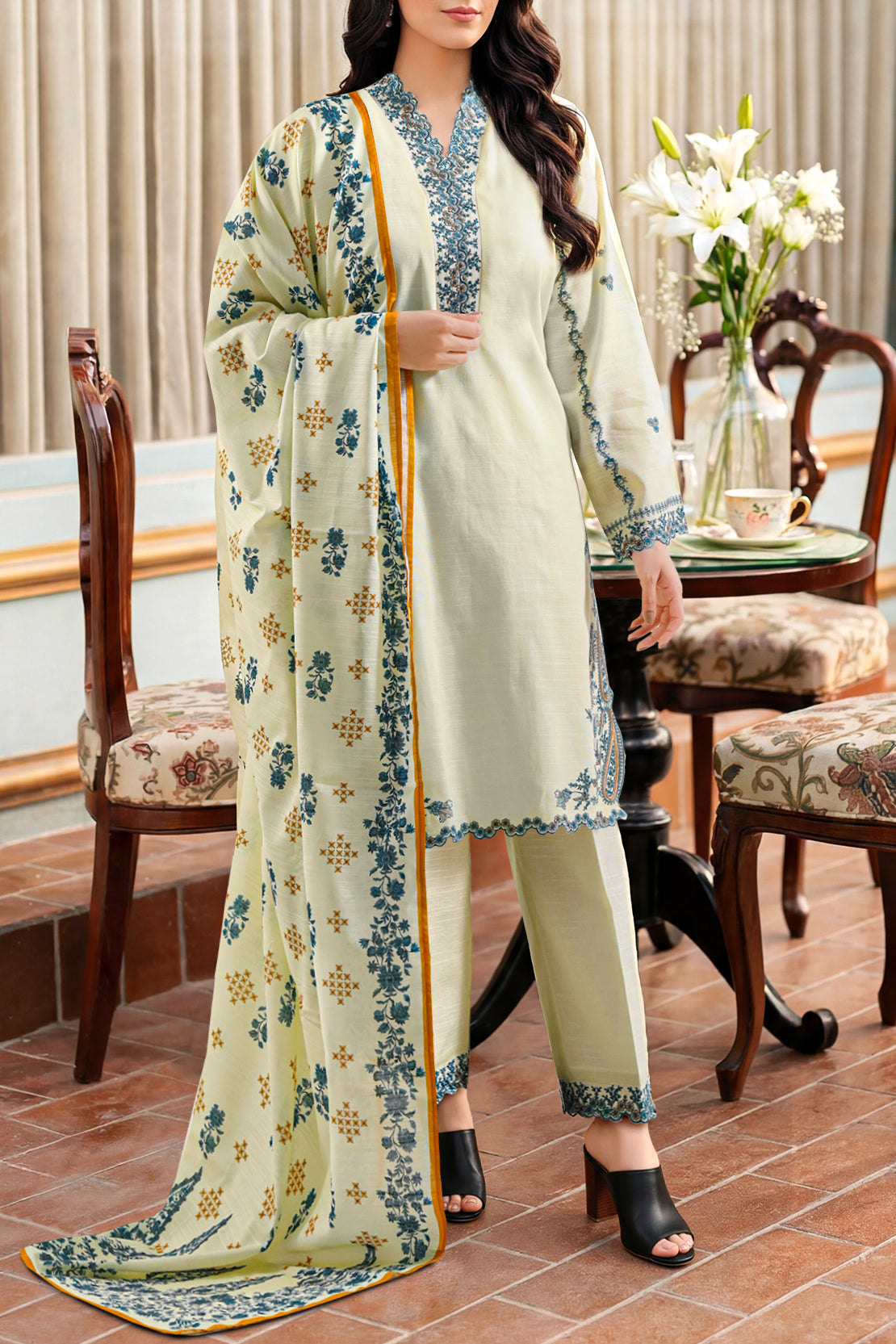 Stitched Khaddar Suit – Solid Embroidered (3PC Or 2PC) – SAYA