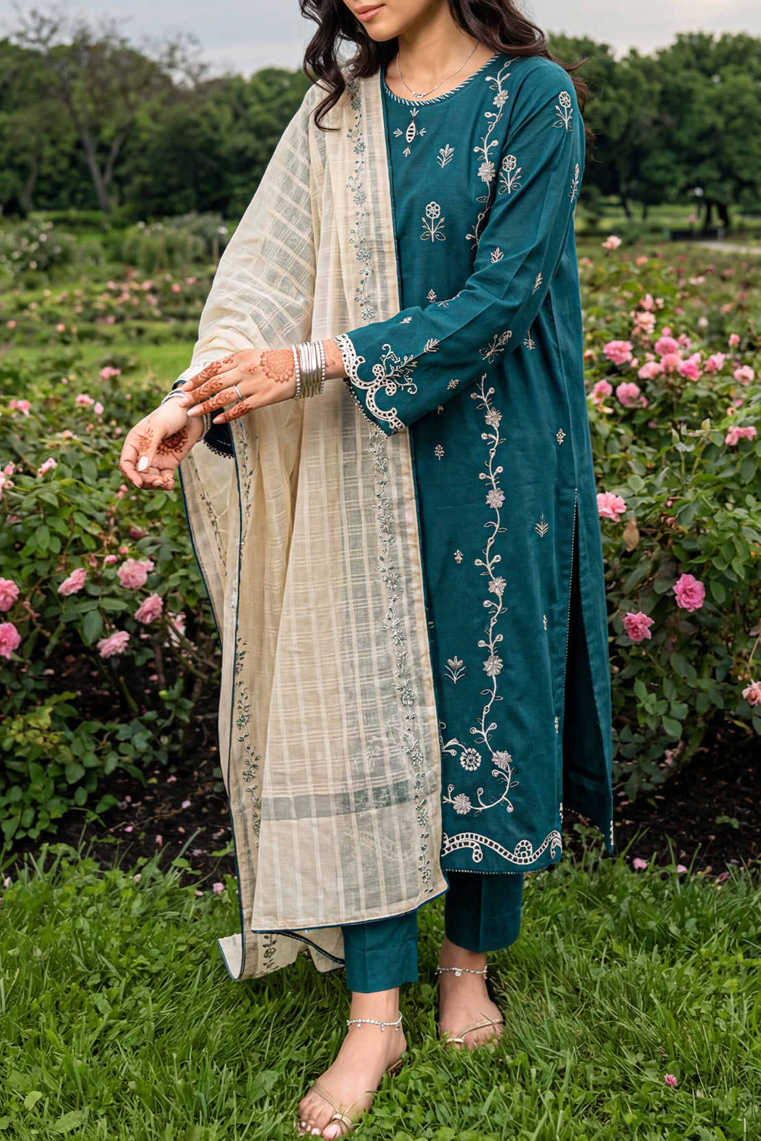 Stitched Cambric Suit – Solid Embroidered (3PC,2PC Or Shirt) – SAYA