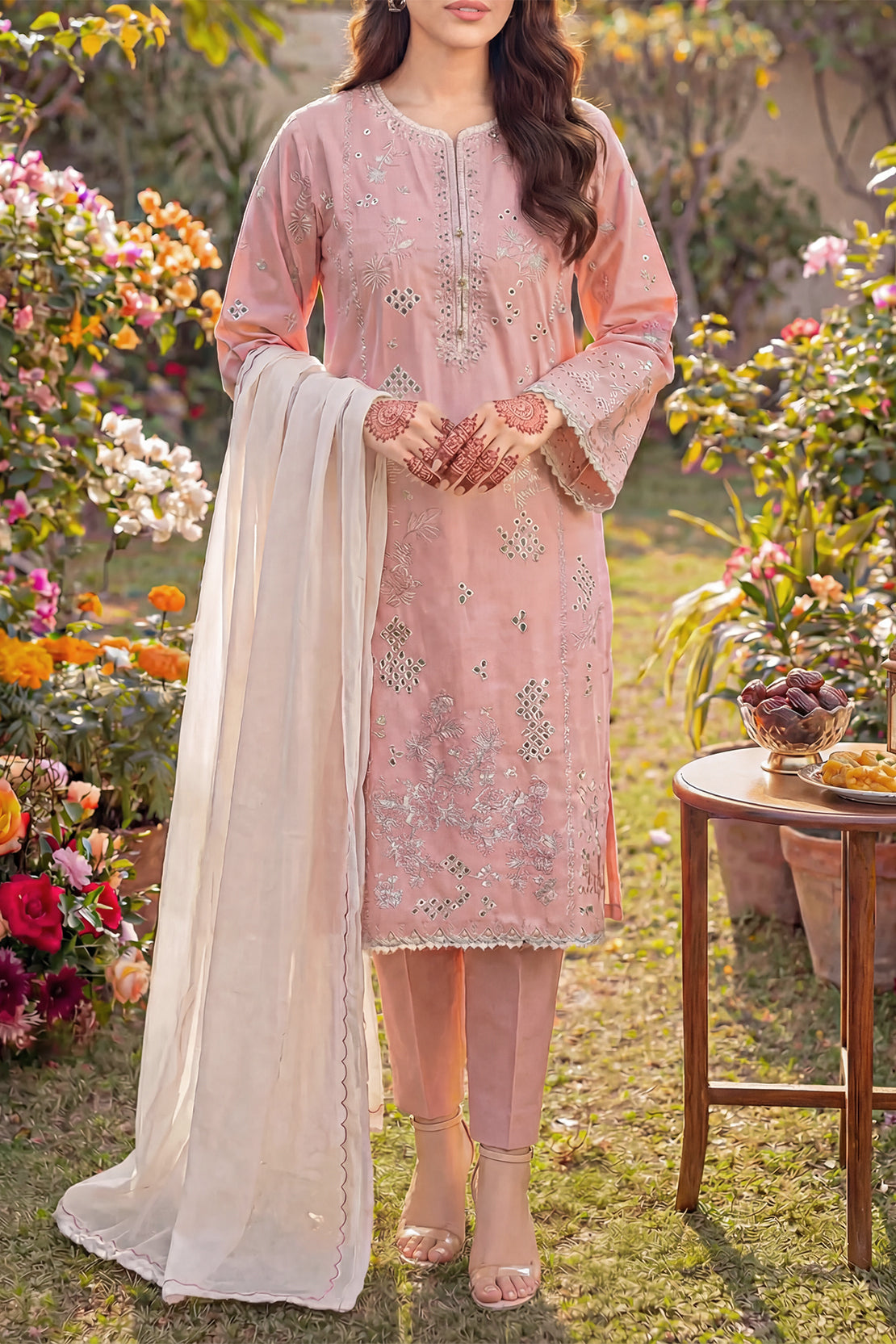 Stitched Cambric Suit – Solid Embroidered (3PC Or Shirt) – SAYA