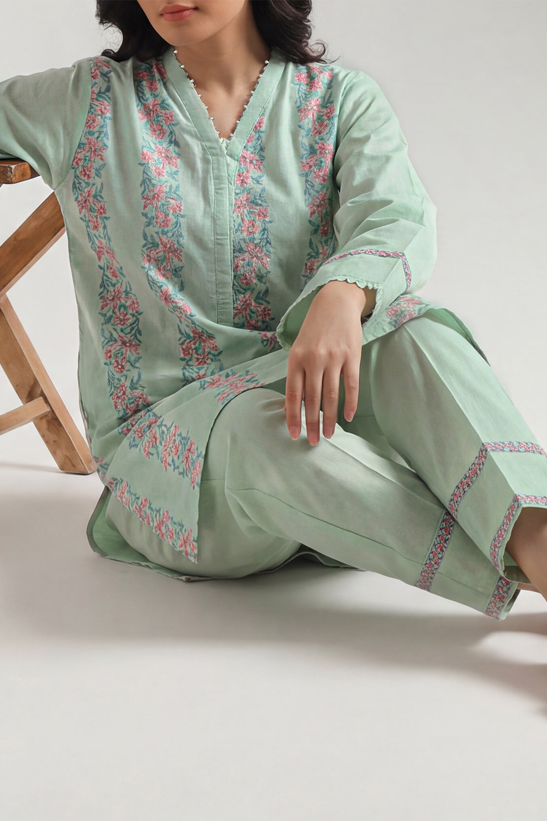 Stitched Cotton Jacquard Suit – Printed (2PC Or Shirt) – SAYA