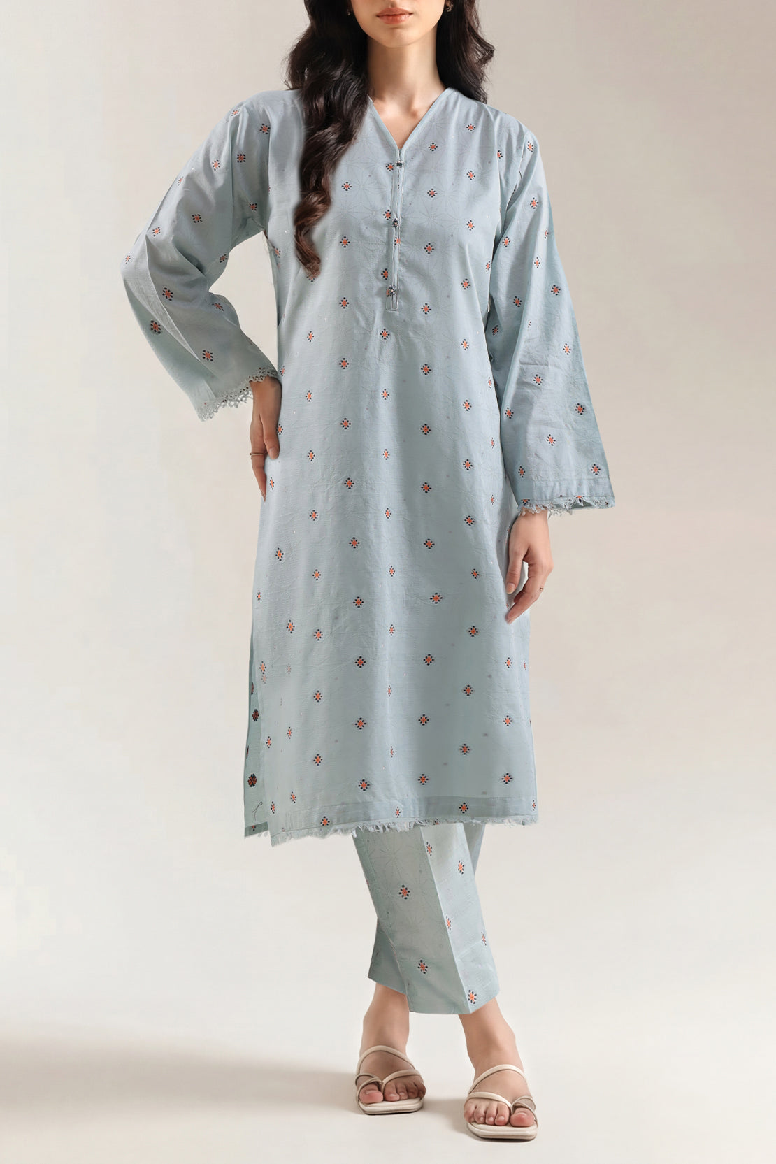 Stitched Cotton Jacquard Suit –(2PC Or Shirt) – SAYA