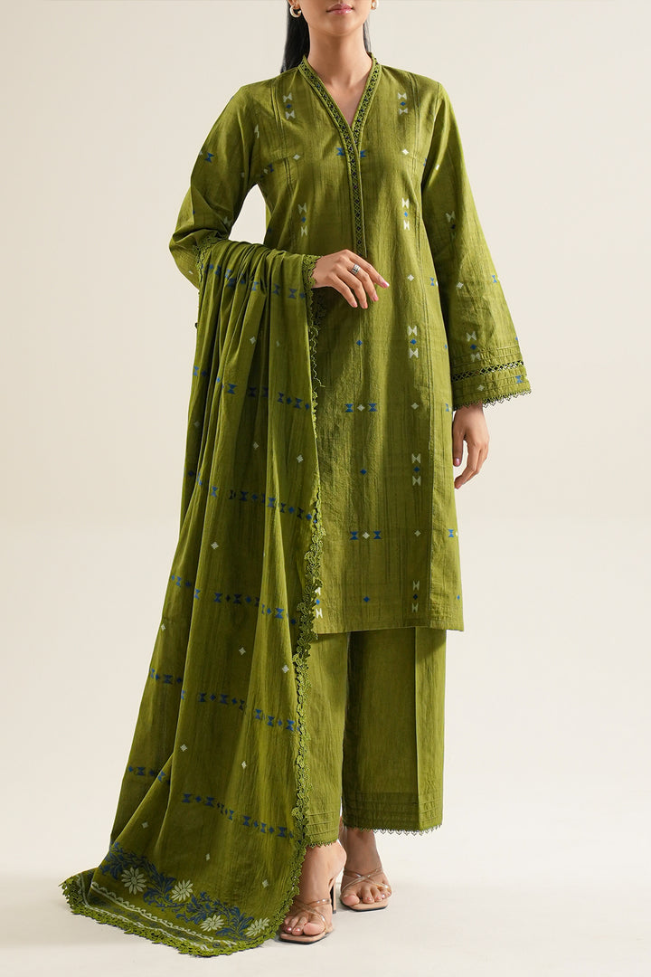 Unstitched Jacquard Cotton 3 Piece – SAYA