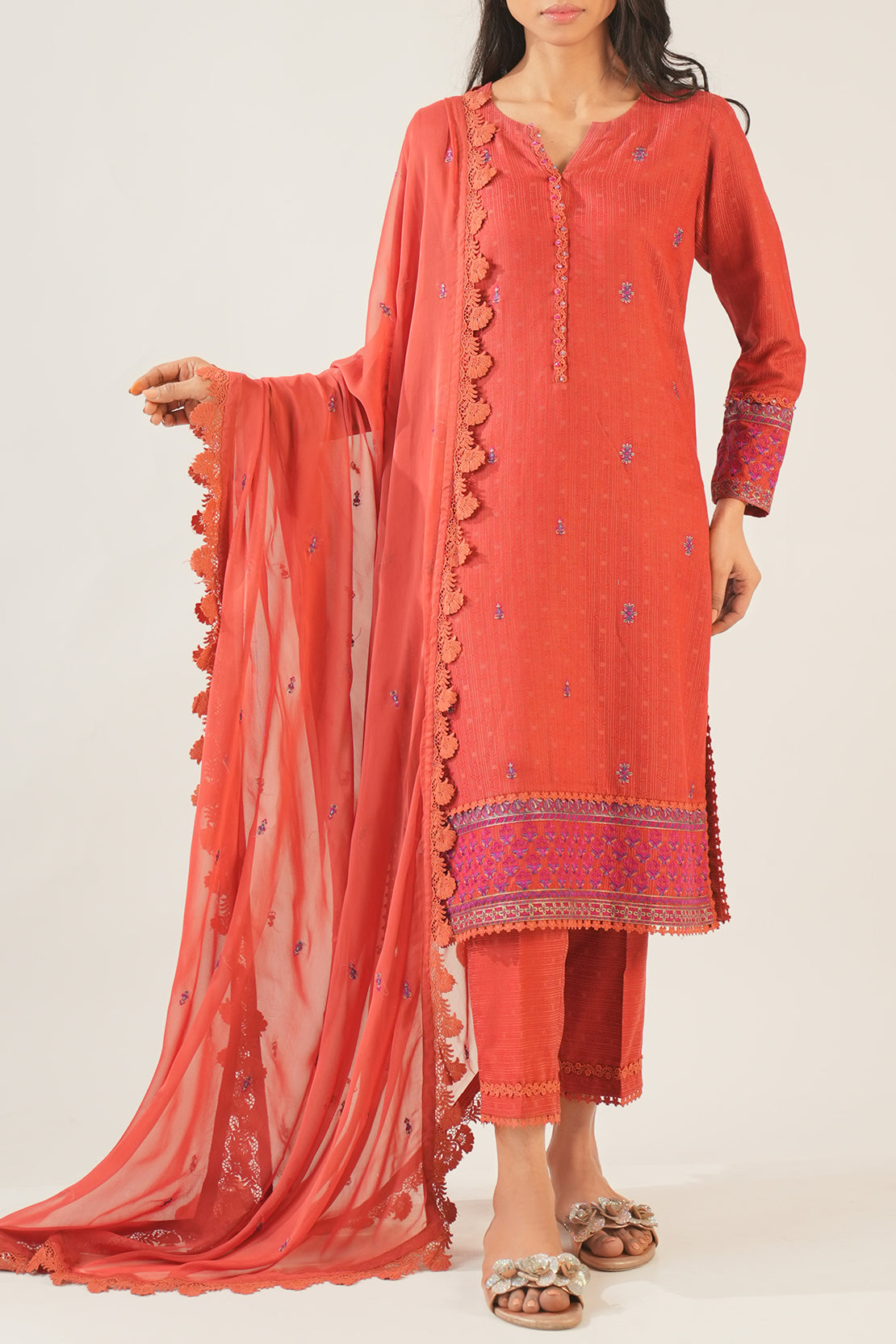 Unstitched Embroidered Self Jacquard 3 Piece – SAYA