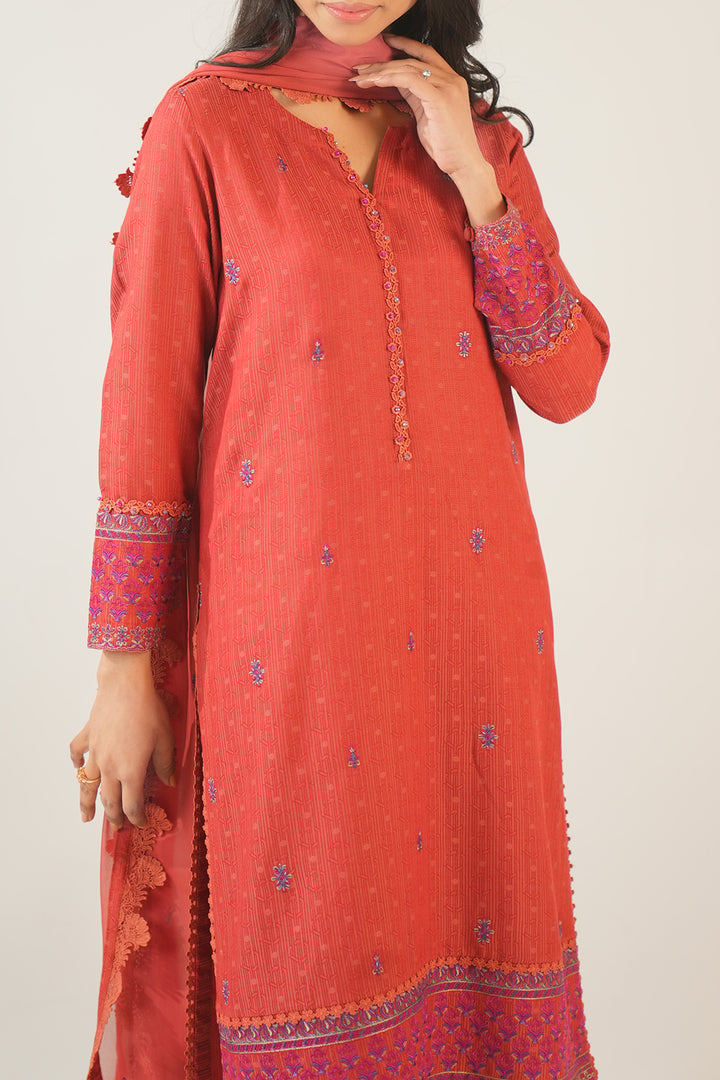 Unstitched Embroidered Self Jacquard 3 Piece – SAYA